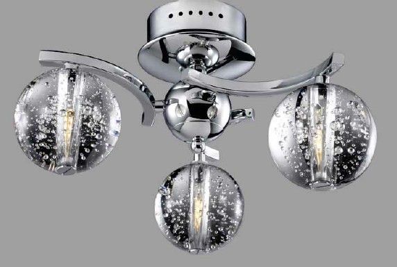 FX1302-3A CH/CL Avivo Bubbles 3 Light Flush Chrome Clear Glass Ceiling